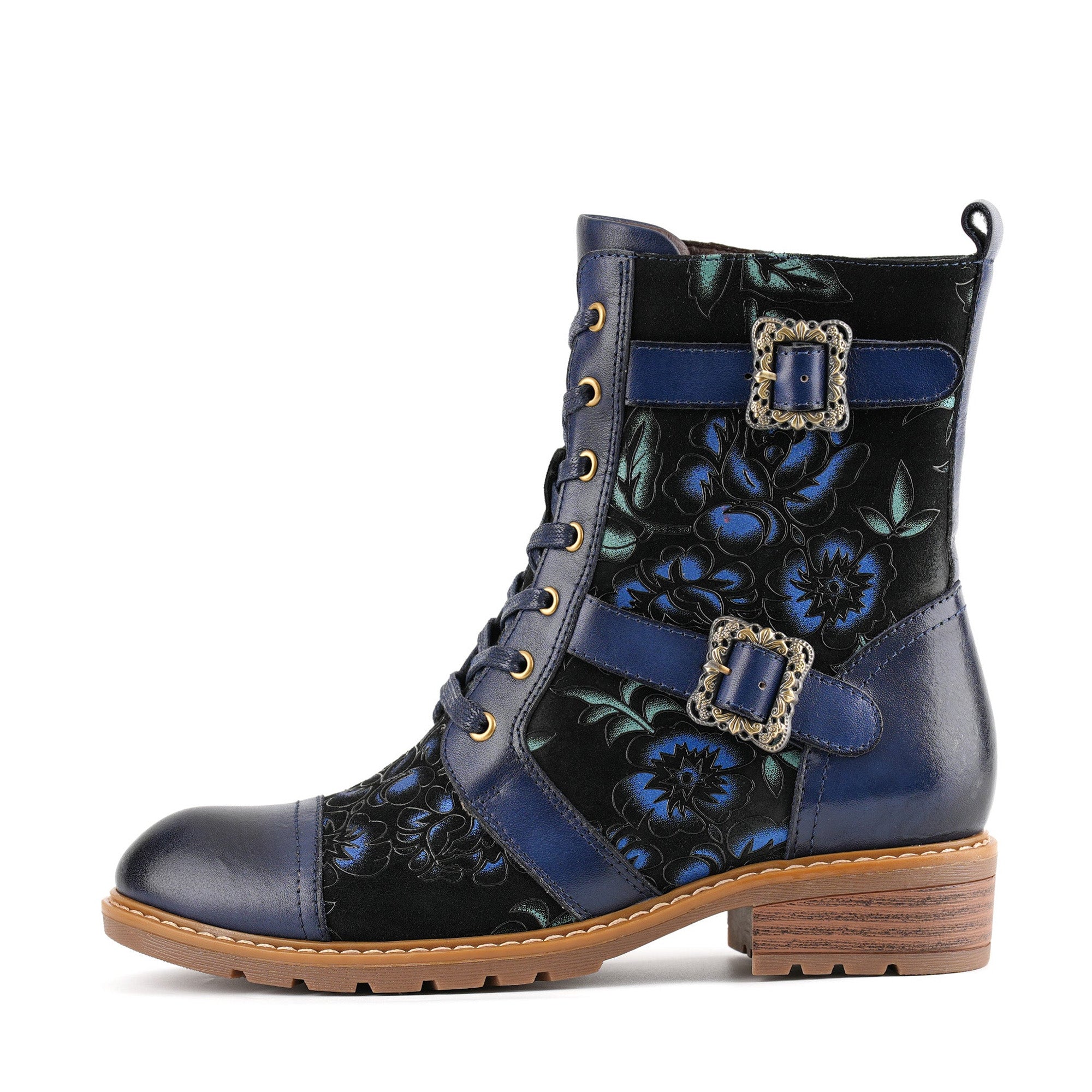 Timeless Grace Floral Lace-Up Flat Ankle Boots – superladystar