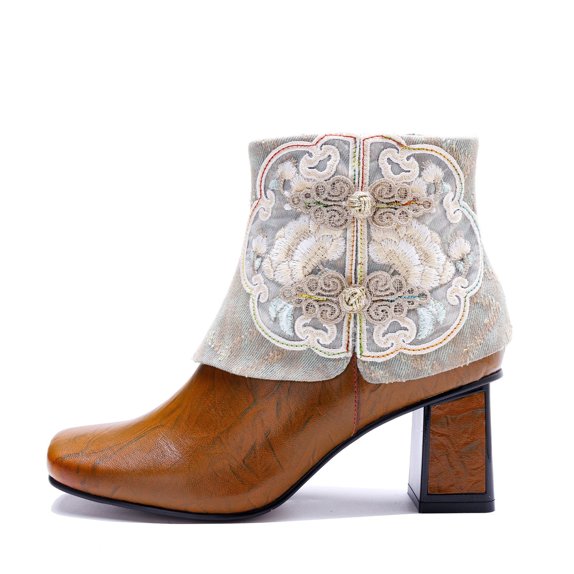 Embroidered Foldover Ankle Boots – superladystar