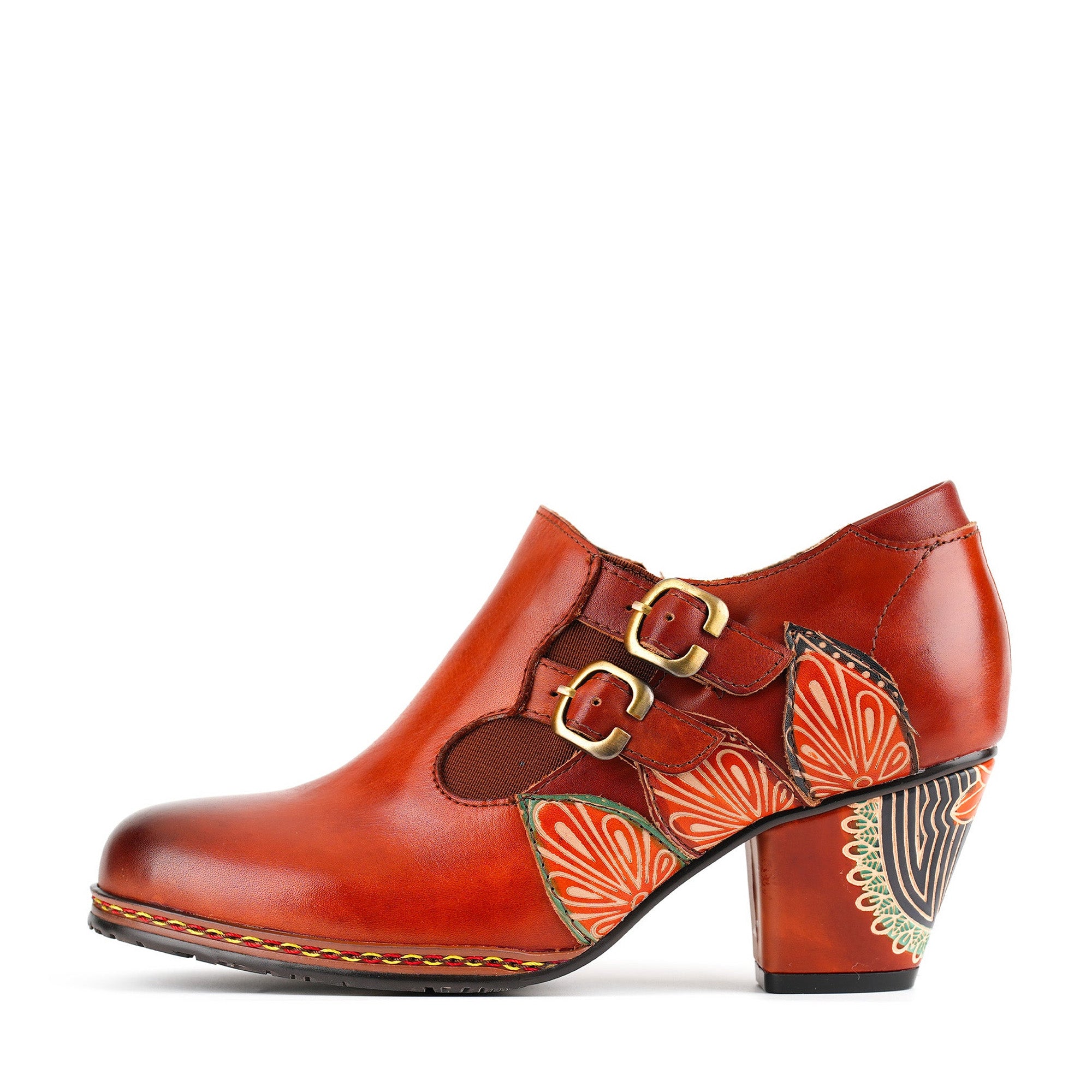 Retro Pattern Leather Zipper Pumps – superladystar