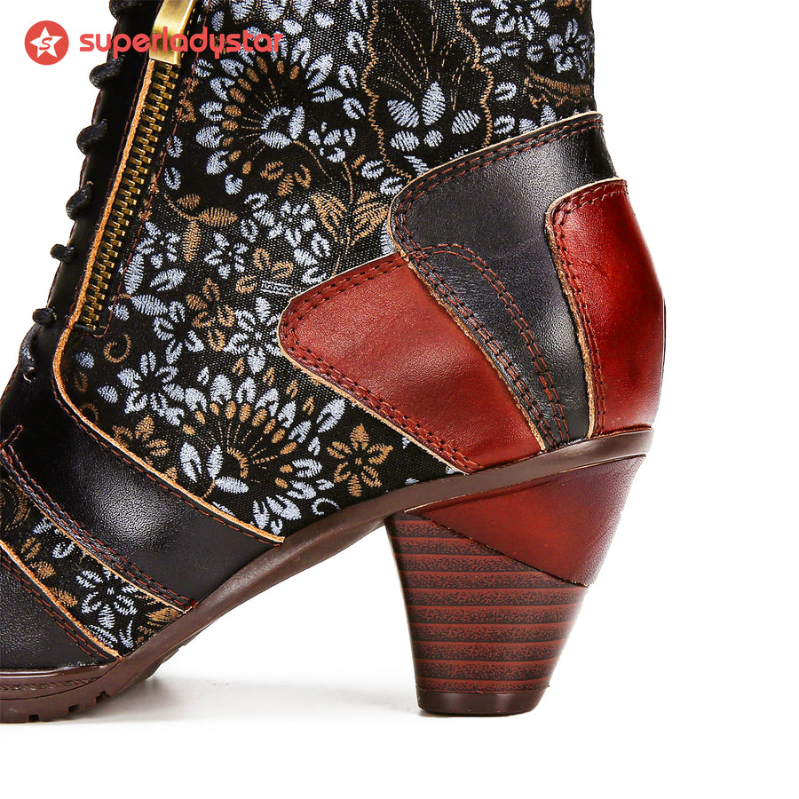 Retro Handmade Leather Patchwork Ankle Boots – superladystar