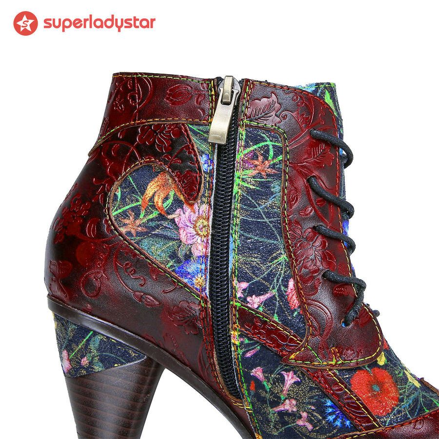 Retro Handmade Leather Patchwork Ankle Boots – superladystar
