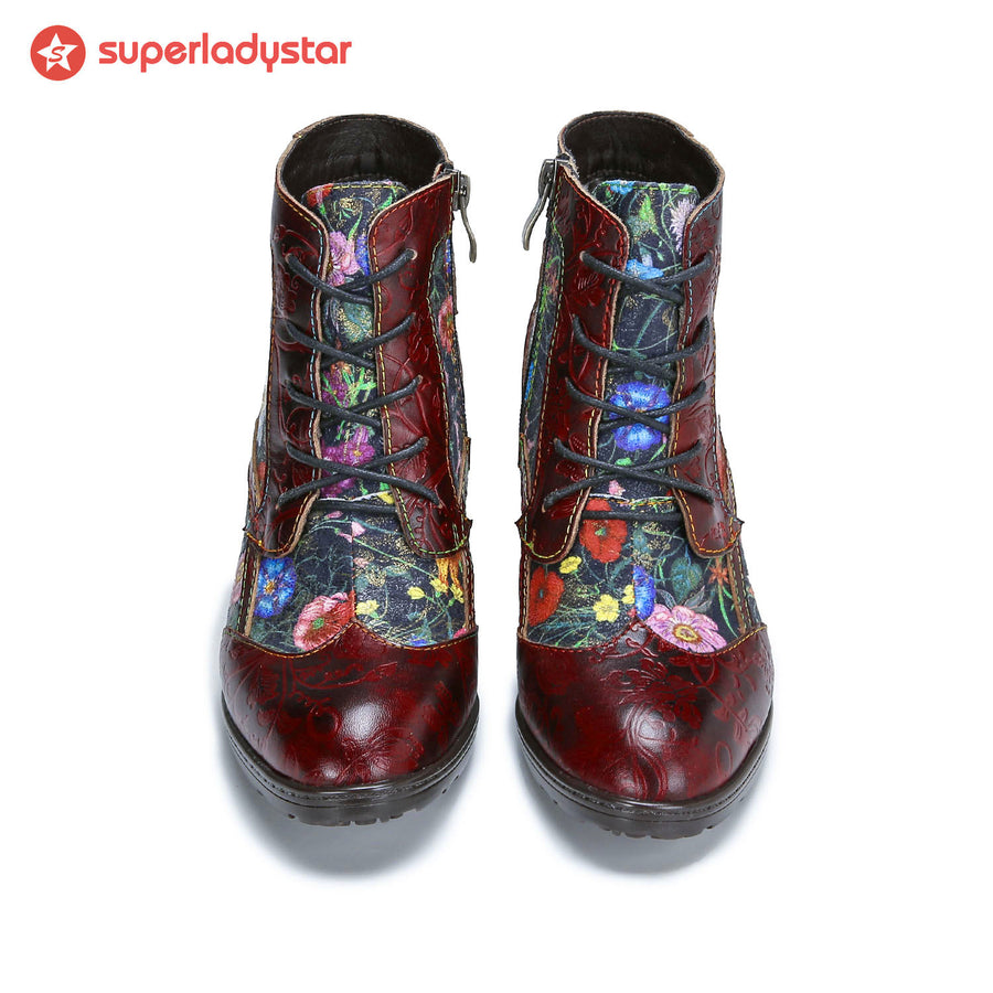 Retro Handmade Leather Patchwork Ankle Boots – superladystar