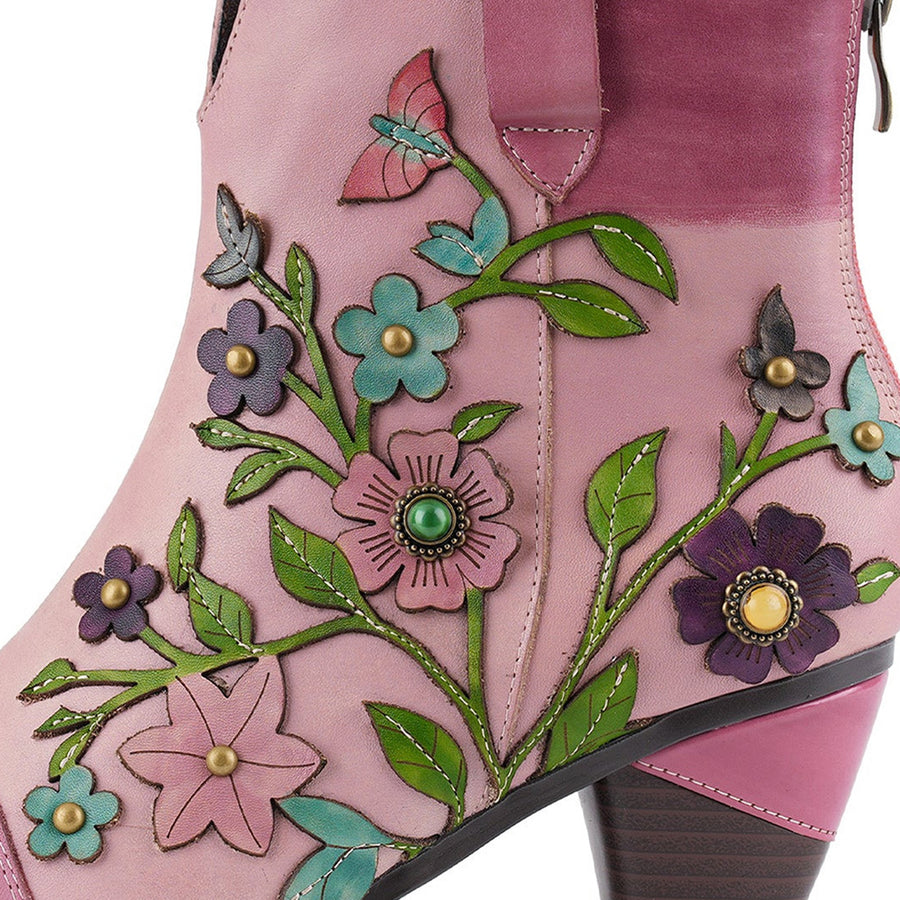 Grace Blossom Pink Ankle Boots – superladystar