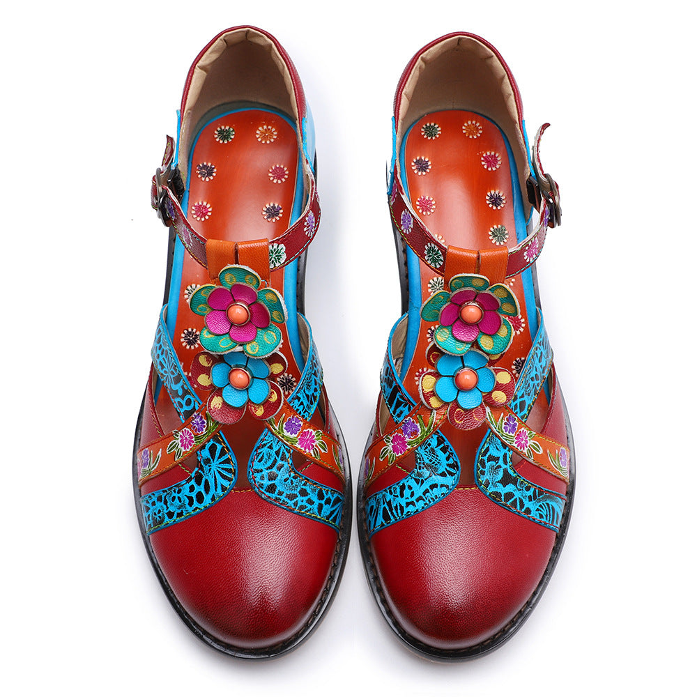 Hand Painted Genuine Leather Handmade Pattern Sandals – superladystar