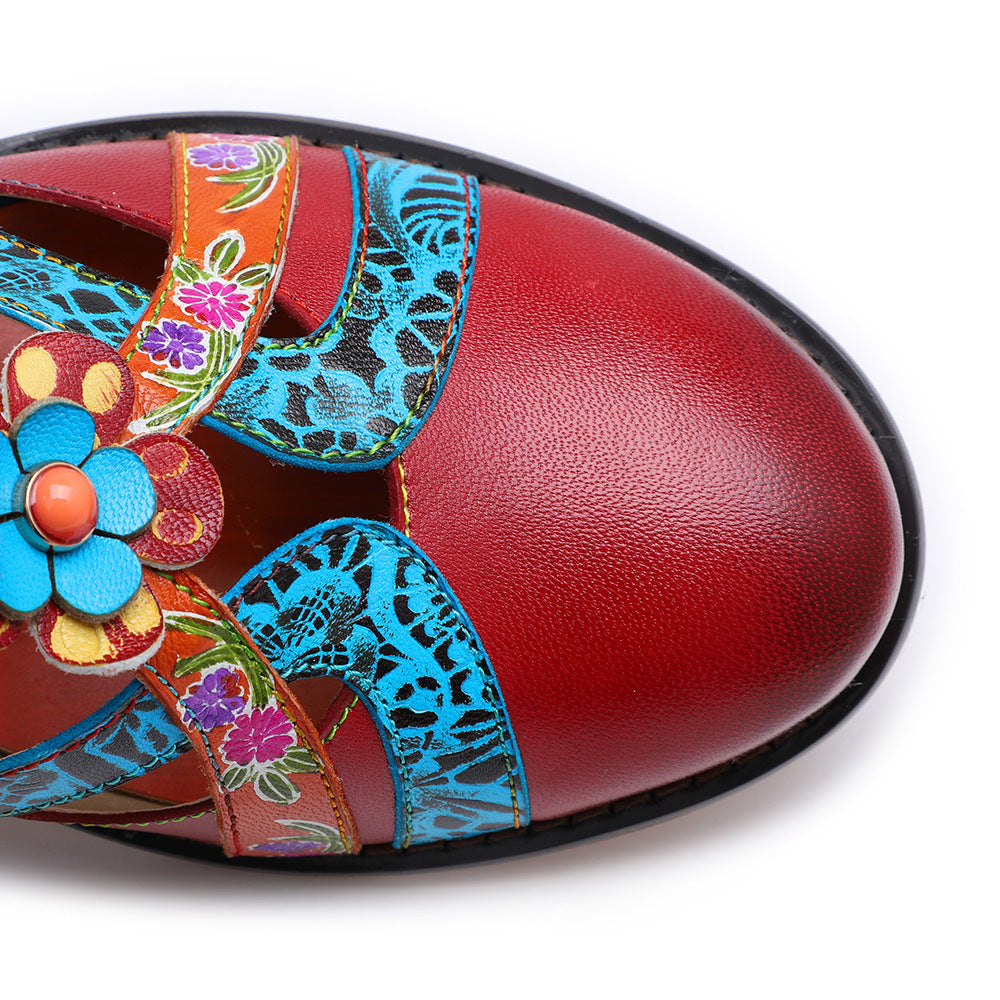 Hand Painted Genuine Leather Handmade Pattern Sandals – superladystar