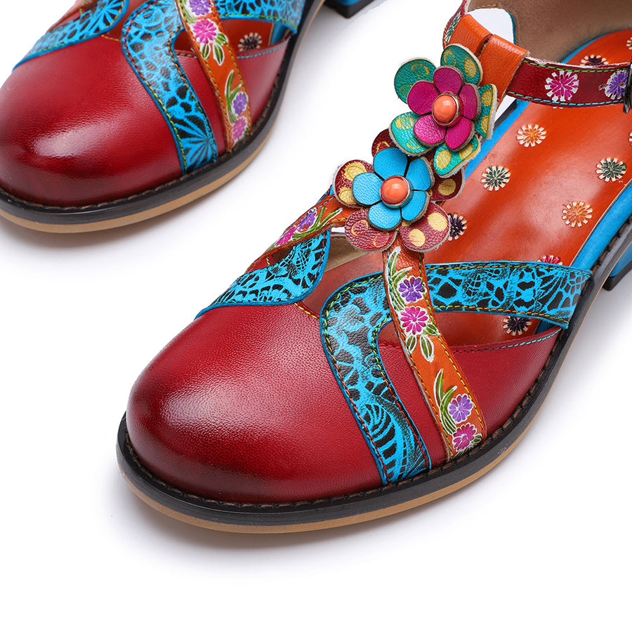 Hand Painted Genuine Leather Handmade Pattern Sandals – superladystar