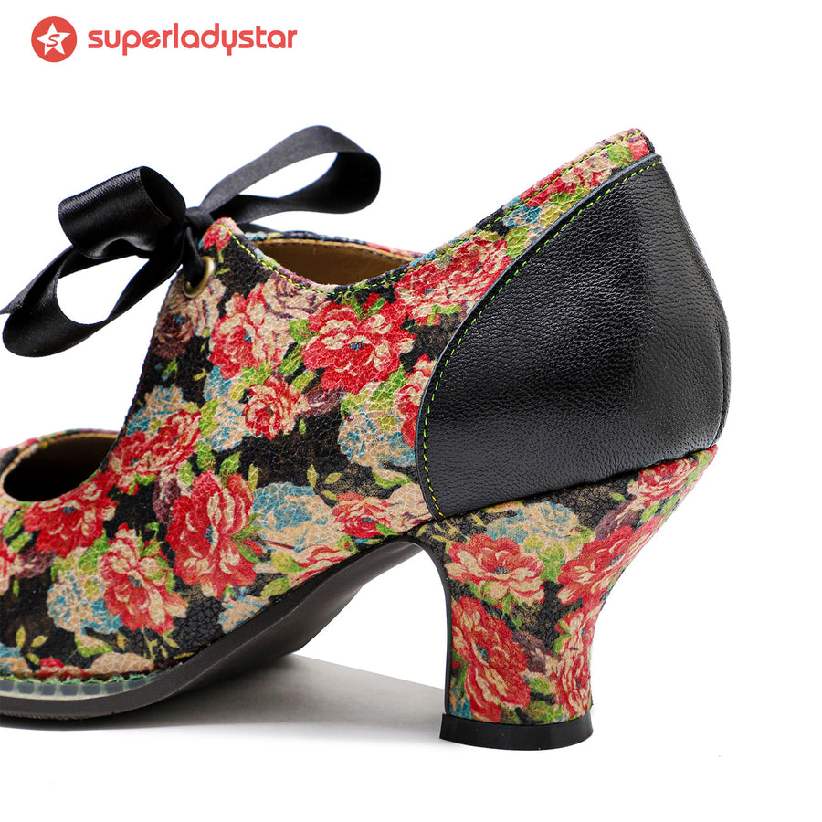 Hand-Painted Floral Laces Elegant Pumps – superladystar