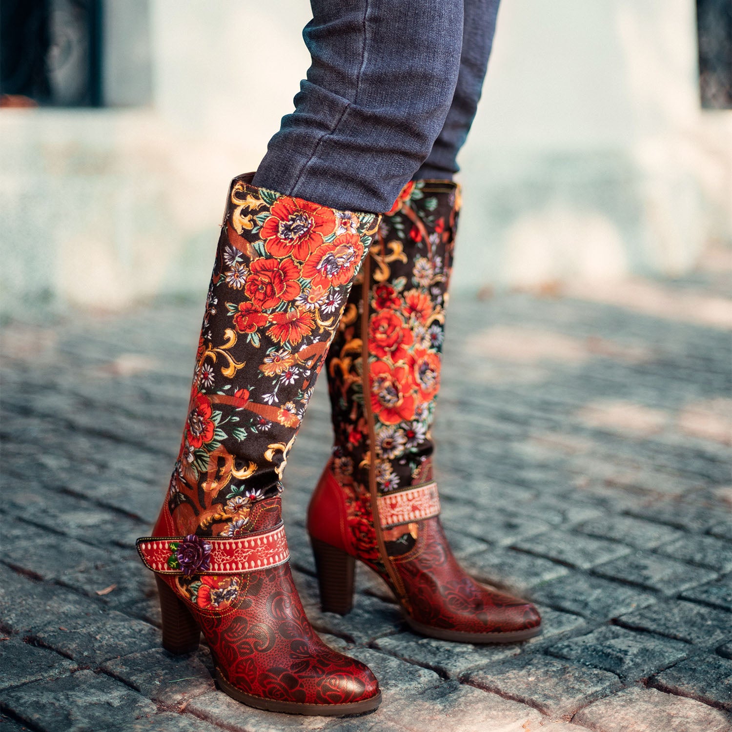 Handmade Floral Embossed Embroidery Elegant Boots – superladystar